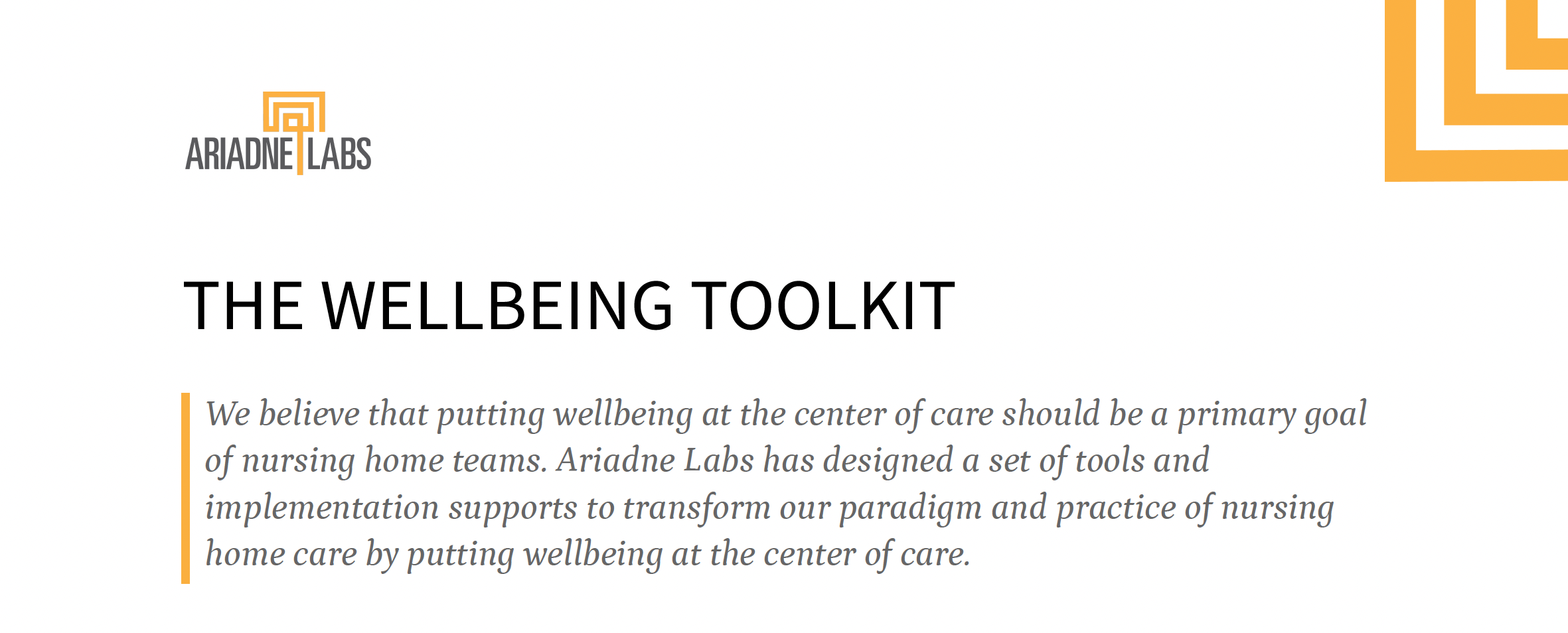 Wellbeing Toolkit - Ariadne Labs